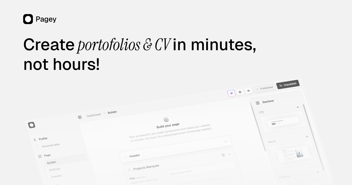 Create personal page in minutes, not hours | Pagey